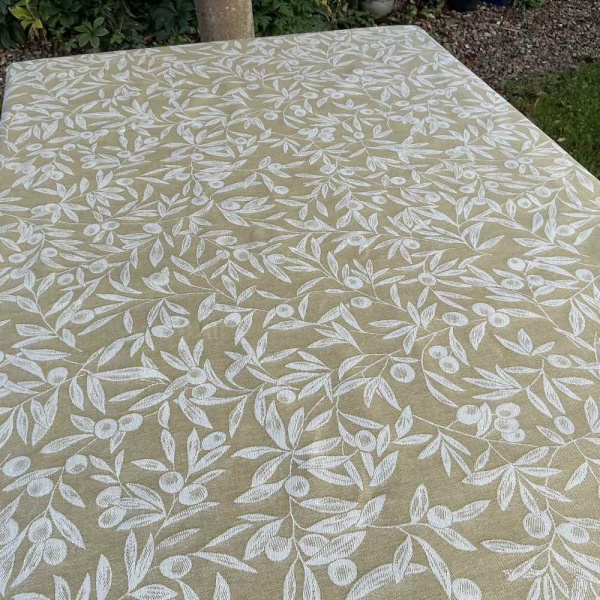 Olivade Damask Extra Wide French Oilcloth in Natural. 175 cms ...