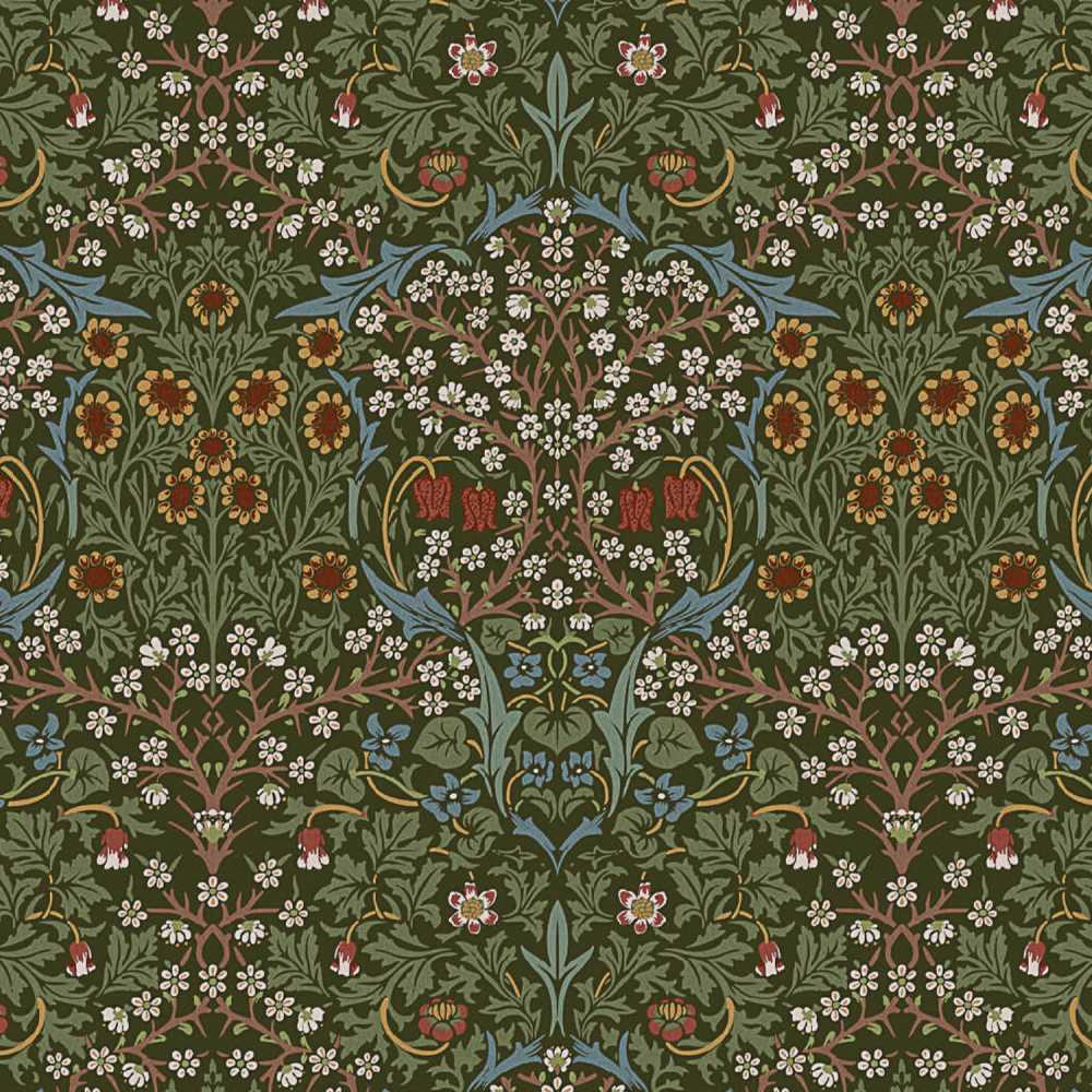 William Morris Blackthorne Oilcloth in Forest -NorfolkOilcloth
