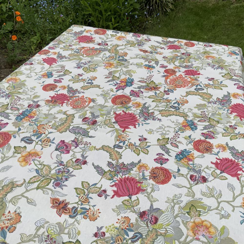 Bengal Beauty French Oilcloth in Ivory -NorfolkOilcloth