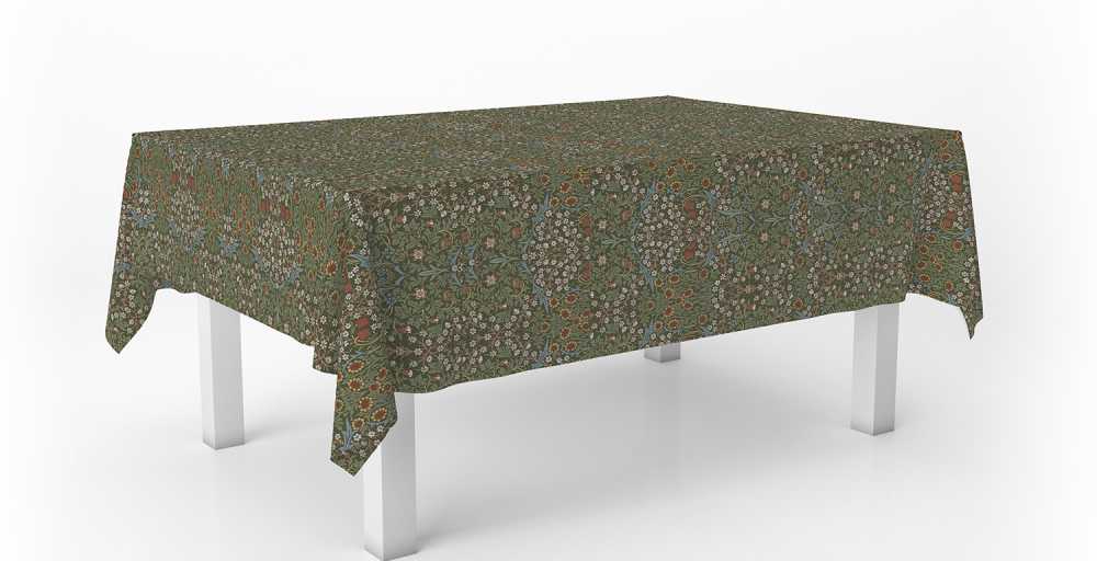William Morris Blackthorne Oilcloth in Forest -NorfolkOilcloth