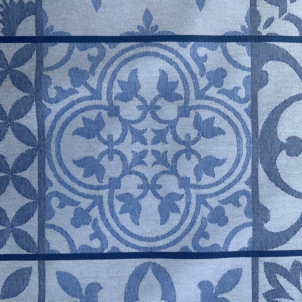 Blue Tiles Damask Extra Wide French Oilcloth. 175 cms. -NorfolkOilcloth