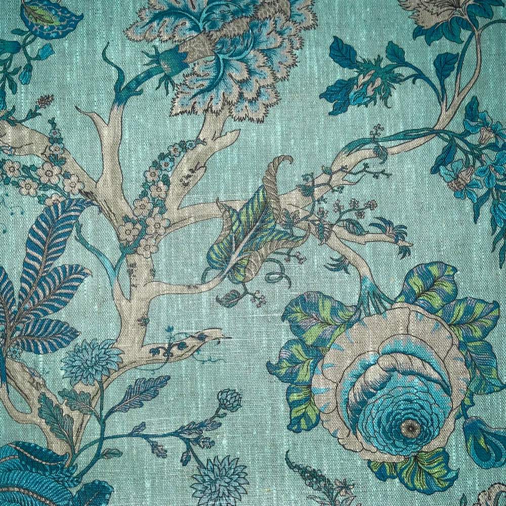 Ceylon Linen Oilcloth in Grey and Blue -NorfolkOilcloth