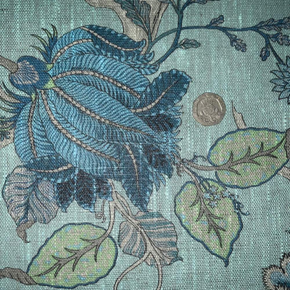 Ceylon Linen Oilcloth in Grey and Blue -NorfolkOilcloth
