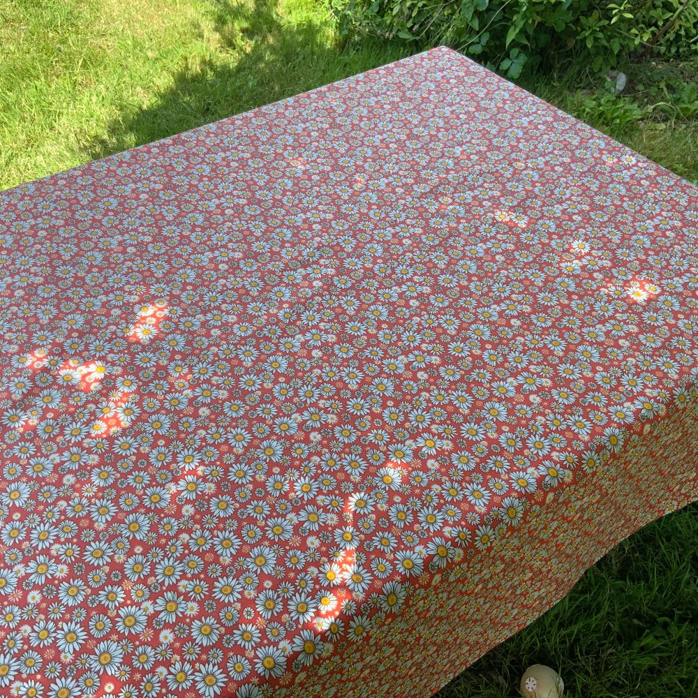 Daisy Extra Wide French Oilcloth in Orange -NorfolkOilcloth