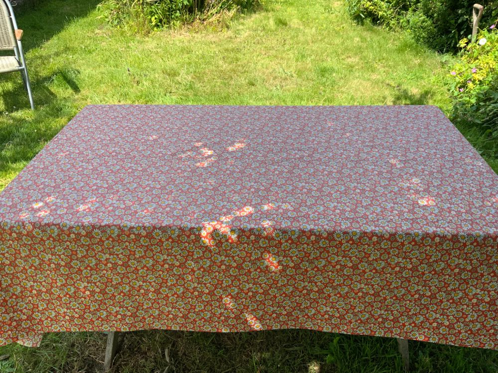 Daisy Extra Wide French Oilcloth in Orange -NorfolkOilcloth