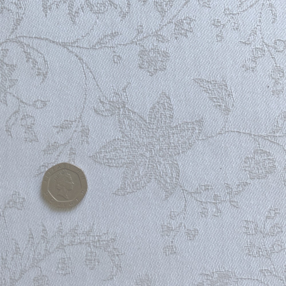 Daya White Damask Extra Wide French Oilcloth. 175 cms. -NorfolkOilcloth
