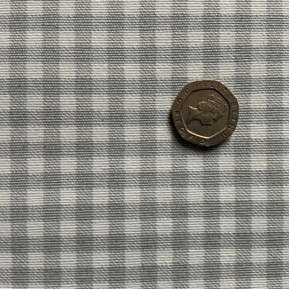 Gingham Check Extra Wide Acrylic Oilcloth in Grey -NorfolkOilcloth