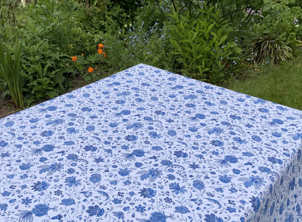 Holi French Oilcloth in Blue & White -NorfolkOilcloth