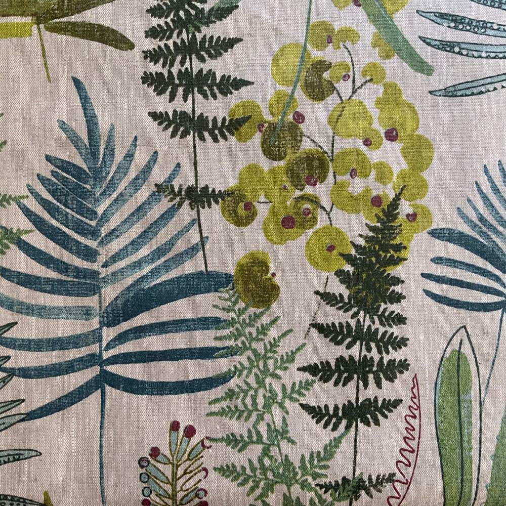 Magic Forest Linen French Oilcloth in Blue -NorfolkOilcloth