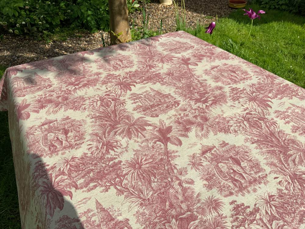 Maharani French Oilcloth in Rose -NorfolkOilcloth