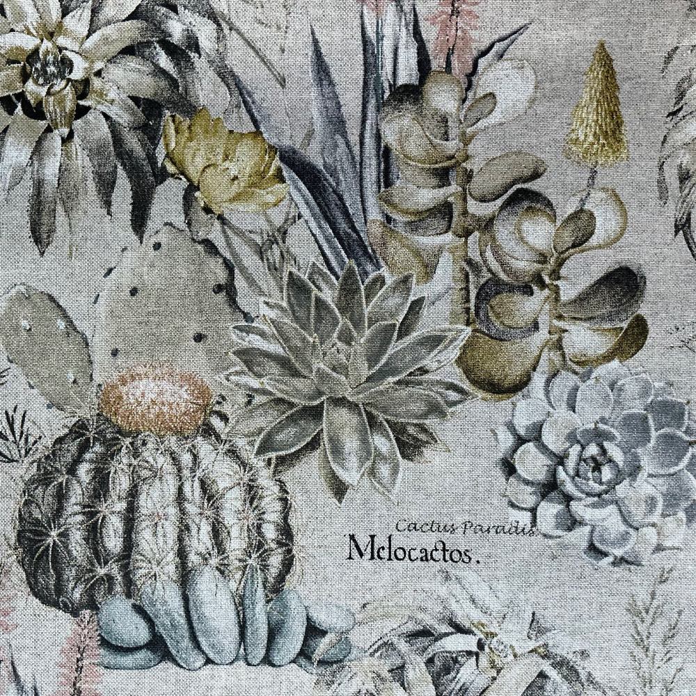 Melocactus Acrylic Coated Oilcloth in Grey -NorfolkOilcloth
