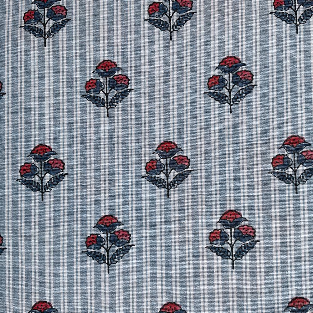 Sprigged Ticking Striped Oilcloth in Blue -NorfolkOilcloth
