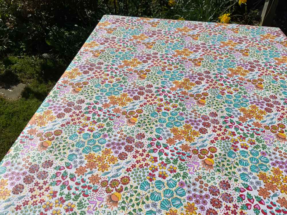 Summer Vibes Extra Wide French Oilcloth in Ivory -NorfolkOilcloth