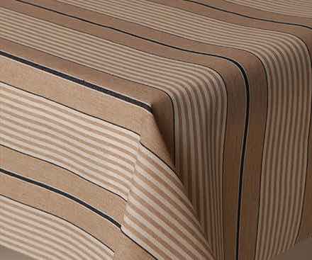 Deckchair Stripe Extra Wide Acrylic Oilcloth in Blue and Beige ...