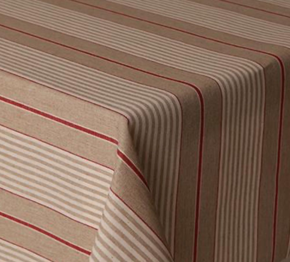 Ticking Stripe Extra Wide French Oilcloth in Red -NorfolkOilcloth