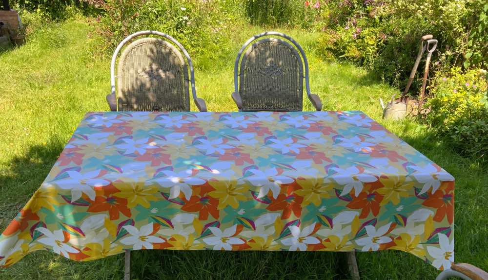 Vanina Extra Wide French Oilcloth in Orange -NorfolkOilcloth