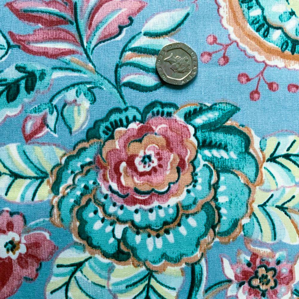 Athena Extra Wide Acrylic Oilcloth in Blue -NorfolkOilcloth