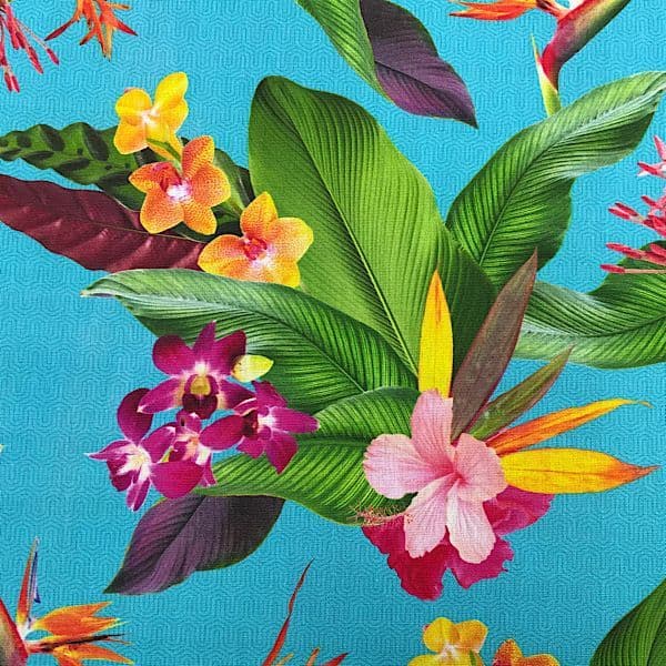 Exotic Garden Outdoor Dralon Fabric in Blue -NorfolkOilcloth