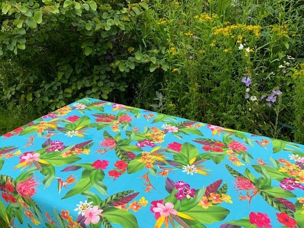 Exotic Garden Outdoor Dralon Fabric in Blue -NorfolkOilcloth