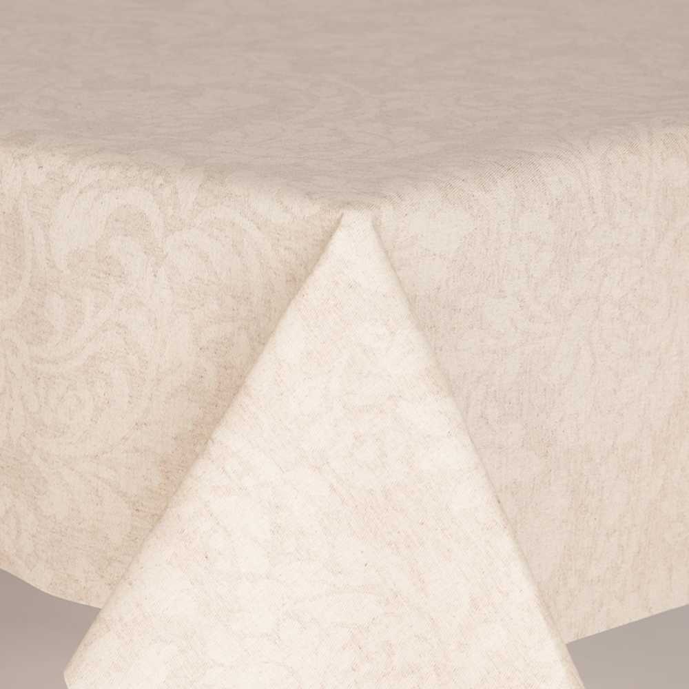 Gala Damask Extra Wide Acrylic Oilcloth in Beige -NorfolkOilcloth