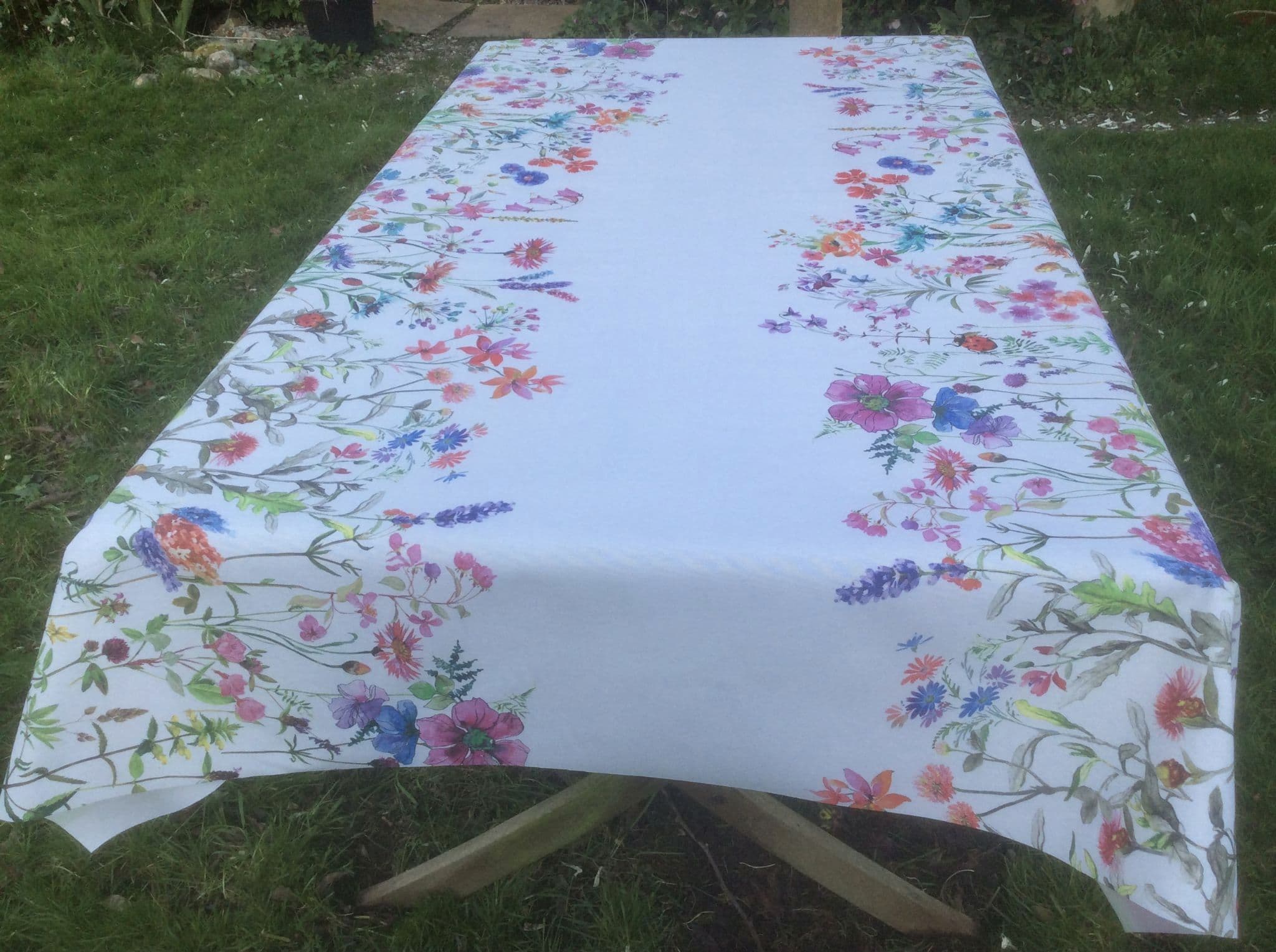Wild Flower Border Extra Wide Oilcloth -NorfolkOilcloth