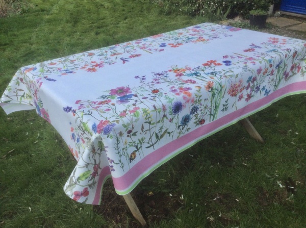 Flower Border Extra Wide Oilcloth -NorfolkOilcloth